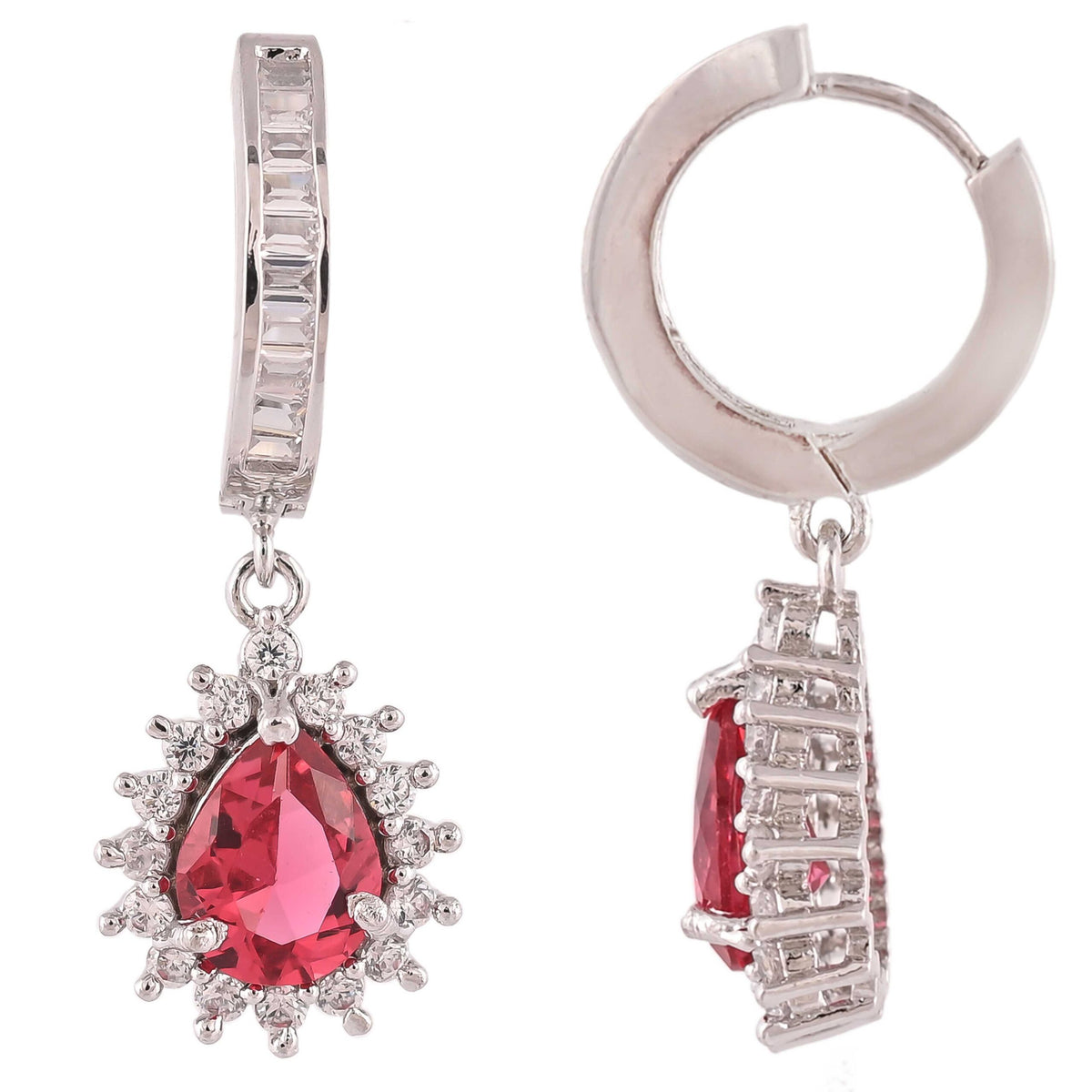 A Touch of Glam: Modern CZ Hoop Red Earrings for the Modern Woman ...