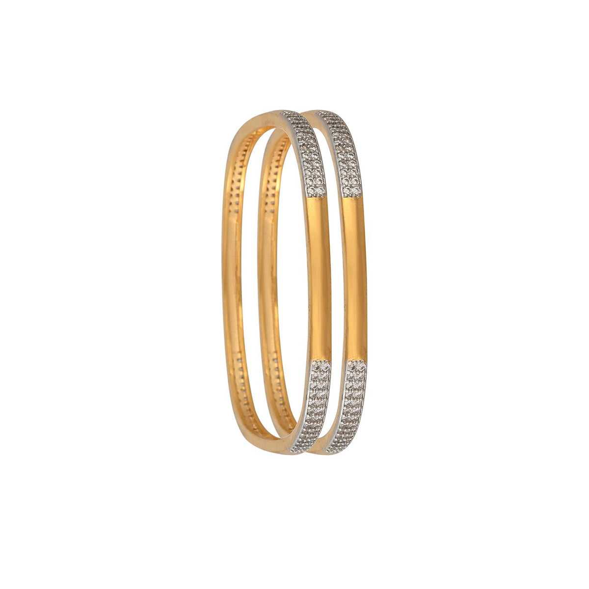 Gold Plated American Diamond CZ Square Shape Modern Chic Bangles ...